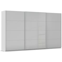 Schwebetürenschrank Rauch "Kleiderschrank Schrank Garderobe AGORDO mit Glasfront" Schränke Gr. B/H/T: 360 cm x 210 cm x 62 cm, 3 St., grau (seidengrau, glas seidengrau) durchdachte Innenausstattung, in 4 Breiten und 2 Höhen MADE IN GERMANY