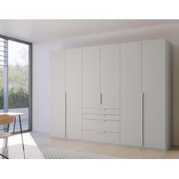 Drehtürenschrank Rauch "Purisma" Schränke Gr. B/H/T: 301 cm x 223 cm x 60 cm, 6 St., grau (seidengrau) mit Schubladen und umfangreichem Zubehör, Soft-Close-Funktion