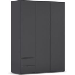 Drehtürenschrank Rauch "Kleiderschrank Schrank Garderobe Wäscheschrank NABILA viel Stauraum" Schränke Gr. B/H/T: 140 cm x 194 cm x 53 cm, 3 St., grau (graumetallic) mit 2 Schubladen und Push-to-Open Funktion TOPSELLER MADE IN GERMANY