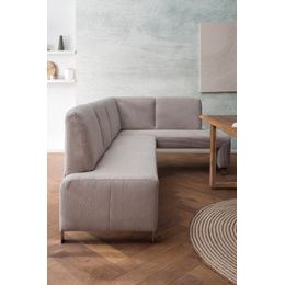 Eckbank exxpo - SOFA FASHION "Intenso, modern, wahlweise in Leder oder Textil, 244/157 cm (B/T)" Sitzbänke Gr. B/H/T: 244 cm x 91 cm x 157 cm, Cord, Ottomane rechts, (langer Schenkel links), braun (cappuccino) hohe Bodenfreiheit, frei im Raum stellbar, hoher Sitzkomfort