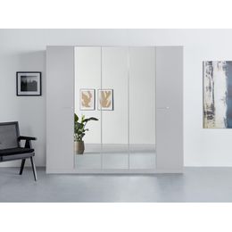 Drehtürenschrank Rauch "Kleiderschrank Schrank Garderobe TOPSELLER OTELI inkl. Inneneinteilung" Schränke Gr. B/H/T: 226 cm x 210 cm x 54 cm, Mit Spiegel, grau (seidengrau) mit 3 Innenschubladen extra Böden optional Spiegel MADE IN GERMANY