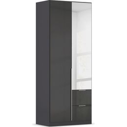 Drehtürenschrank Rauch "Kleiderschrank Schrank Garderobe AGORDO mit Dekor- oder Hochglanzfront" Schränke Gr. B/H/T: 91 cm x 229 cm x 54 cm, 2 St., grau (graumetallic, hochglanz effektgrau) mit Außenschubkästen, in 6 Breiten und 2 Höhen MADE IN GERMANY