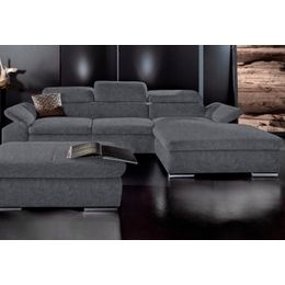 Sit & More Ecksofa SIT & MORE "Alcudia L-Form", grau (dunkelgrau), B:286cm H:73cm T:174cm, Struktur;Luxus-Kunstleder;Primabelle-Microfaser, Sofas, Ecksofa, wahlweise mit Bettfunktion