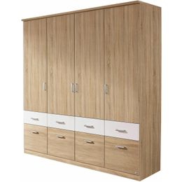 Kleiderschrank Rauch "Kleiderschrank Schrank Garderobe deckenhoher BREMEN" Schränke Gr. B/H/T: 181 cm x 199 cm x 58 cm, ohne Spiegel, 4 St., beige (struktureichefarben hell, oberer schub weiß) in vielen Farben und Ausführungen MADE IN GERMANY