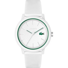 Quarzuhr Lacoste "Lacoste.12.12, 2011169" Armbanduhren weiß Herren Armbanduhr, Herrenuhr, Mineralglas, Silikonarmband