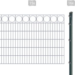 Arvotec Doppelstabmattenzaun "EXCLUSIVE 120 zum Einbetonieren "Ring" mit Zierleiste" Zaunelemente Zaunhöhe 120 cm, Zaunlänge 2 - 60 m Gr. H/L: 120cm x 30 m, Pfosten: 16 St., grau (anthrazit)