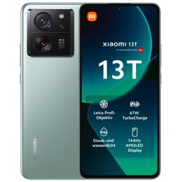 Xiaomi Smartphone "13T mit 8GB RAM + 256GB internem Speicher" Mobiltelefone 16,94 cm (6,67 Zoll) 144 Hz CrystalRes AMOLED Display Gr. 256 GB, grün (hellgrün)