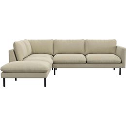 Ecksofa FLEXLUX "Bolzano Designsofa, bequem durch Kaltschaum im Sitz, L-Form", beige (sandy beige), B:262cm H:61cm T:222cm, 100% Polyester, Sofas, Ecksofa, lose Sitz -& R&uuml;ckenkissen, hohe F&uuml;&szlig;e