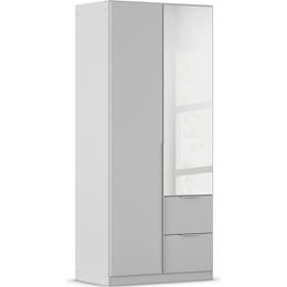 Drehtürenschrank Rauch "Kleiderschrank Schrank Garderobe AGORDO mit Dekor- oder Hochglanzfront" Schränke Gr. B/H/T: 91 cm x 210 cm x 54 cm, 2 St., grau (seidengrau) mit Außenschubkästen, in 6 Breiten und 2 Höhen MADE IN GERMANY