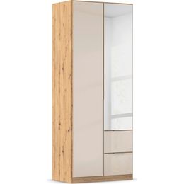 Drehtürenschrank Rauch "Kleiderschrank Kleiderschränke Schrank Garderobe AGORDO mit Glasfront" Schränke Gr. B/H/T: 91 cm x 229 cm x 54 cm, 2 St., beige (eiche artisan, glas champagner) mit Außenschubkästen, in 6 Breiten und 2 Höhen MADE IN GERMANY