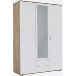 Kleiderschrank Rauch "Twin Schrank Garderobenschrank Schlafzimmerschrank Topseller" Schränke Gr. B/H/T: 127 cm x 188 cm x 52 cm, 3 St., weiß (struktureichefarben hell, weiß) Drehtürenschrank Kleiderschrank Schränke mit 2 Schubladen Bestseller