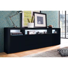 borchardt Möbel Sideboard BORCHARDT MÖBEL "Santa Fe" Sideboards Gr. B/H/T: 200cm x 72cm x 35cm, 3 St., schwarz (schwarz matt mit perlstruktur) Breite 200 cm