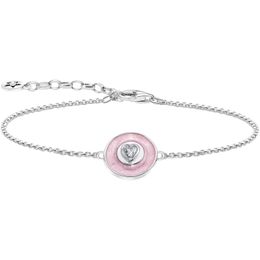 Armband Thomas Sabo "Anhänger rosa und Zirkonia in Herzform, A2143-691-9-L19v" Armbänder Gr. 19, Silber 925 (Sterlingsilber), bunt (silberfarben, pink, weiß) Damen mit Zirkonia (synth.)