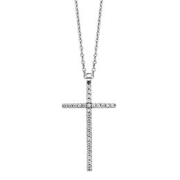 Kette mit Anhänger JULIE JULSEN "925/- Sterling Silber rhodiniert Kreuz" Halsketten Gr. 45cm, Silber 925 (Sterlingsilber), Länge: 45 cm, weiß Damen