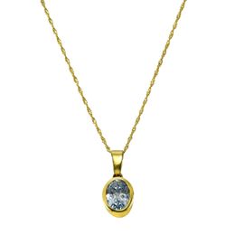 Kette mit Anhänger Celesta "375/- Gelbgold Blautopas (beh)" Halsketten Gr. 43cm, Gold, Länge: 43 cm Breite: 7.5 mm, gelb Damen