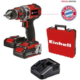 Einhell Akku-Schlagbohrschrauber "TP-CD 18/50 Li-i BL - FC Bayern München" Bohrmaschinen mit 2 Akkus 18V2,0 Ah, Ladegerät und Koffer rot