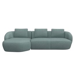 Wohnlandschaft FLEXLUX "Torino, rund, L-Form, Sofa-Ecke mit Recamiere, Longchair-Sofa", blau (sky blau), B:276cm H:85cm T:146cm, Sofas, Wohnlandschaft, Modernes, organisches Sofa-Design, Kaltschaum, Wellenunterfederung