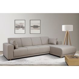 Ecksofa Home Affaire "LEMPS wahlweise Recamiere links oder rechts L-Form", beige, B:297cm H:85cm T:162cm, 100% Polyester, Sofas, Ecksofa, incl. Zierkissen, Stellma&szlig;e 297x162 cm
