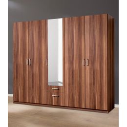 Kleiderschrank Priess "Bilbao", braun (nussbaumfarben), B:230cm H:193cm T:54cm, Holzwerkstoff, Schränke, Drehtürenschrank Kleiderschrank, Türanschlag links oder rechts