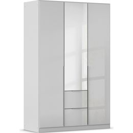 Drehtürenschrank Rauch "Kleiderschrank Kleiderschränke Schrank Garderobe AGORDO mit Glasfront" Schränke Gr. B/H/T: 136cm x 210cm x 54cm, 3 St., grau (seidengrau/glas seidengrau) mit Außenschubkästen, in 6 Breiten und 2 Höhen MADE IN GERMANY