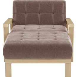 Sit & More Recamiere SIT & MORE "Billund", grau (taupe), B:109cm H:88cm T:185cm, 100% Polyester, Sofas, Armlehnen aus Buchenholz in natur, verschiedene Bezüge und Farben