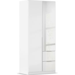 Drehtürenschrank Rauch "Kleiderschrank Schrank Garderobe AGORDO mit Dekor- oder Hochglanzfront" Schränke Gr. B/H/T: 91 cm x 210 cm x 54 cm, 2 St., weiß (alpinweiß, hochglanz weiß) mit Außenschubkästen, in 6 Breiten und 2 Höhen MADE IN GERMANY