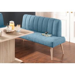 Sitzbank exxpo - SOFA FASHION "Costa, moderne Rückensteppung, bequem und elegant, hoher Holzfuß" Sitzbänke Gr. B/H/T: 182cm x 92cm x 68cm, Kunstleder, blau (azur) Essbank Polsterbank Sitzbank Sitzbänke hochwertige Detailverarbeitung, Frei im Raum stellbar