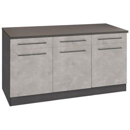 Unterschrank KOCHSTATION "KS-Tulsa" Schränke Gr. B/H/T: 150 cm x 85 cm x 60 cm, 3 St., grau (betonfarben hell) 150 cm breit, 3 Schubkästen, Türen, auch als Sideboard verwendbar