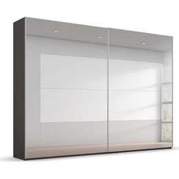 Schwebetürenschrank Rauch "X-tend" Schränke Gr. B/H/T: 271 cm x 223 cm x 68 cm, 2 St., grau (graphit, grauspiegel) inkl. Inneneinteilung mit 4 Stoffkisten sowie Außentürendämpfer