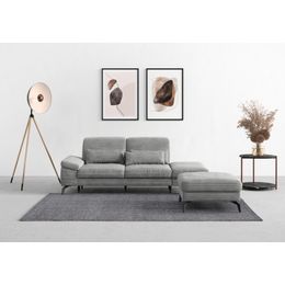 Sit & More Polsterhocker SIT & MORE "Cabana", silber, B:89cm H:43cm T:89cm, 100% Polyester, Hocker, Polsterhocker, mit stylischen Metallf&uuml;&szlig;en