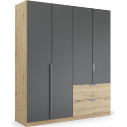 Drehtürenschrank Rauch "Dark&Wood by Quadra Spin" Schränke Gr. B/H/T: 181 cm x 210 cm x 54 cm, 4 St., braun (eiche artisan, grau metallic) im Industrial Style mit Metallgriffstangen