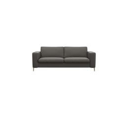 2,5-Sitzer FLEXLUX "Fiore, super Sitzkomfort durch Kaltschaum", grau (warm mineral), B:196cm H:85cm T:92cm, 100% Echteder, Sofas, breite Armlehnen, F&uuml;&szlig;e Alu+ Eiche