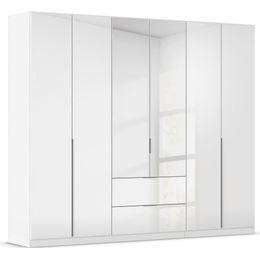 Drehtürenschrank Rauch "Kleiderschrank Kleiderschränke Schrank Garderobe AGORDO mit Glasfront" Schränke Gr. B/H/T: 271 cm x 229 cm x 54 cm, 6 St., weiß (alpinweiß, glas kristallweiß) mit Außenschubkästen, in 6 Breiten und 2 Höhen MADE IN GERMANY