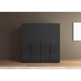 Drehtürenschrank Rauch "Kleiderschrank Schrank Garderobe Wäscheschrank NAGATA viel Stauraum" Schränke Gr. B/H/T: 187 cm x 194 cm x 53 cm, 4 St., grau (graumetallic) mit modernen Stangengriffen in Graumetallic TOPSELLER MADE IN GERMANY