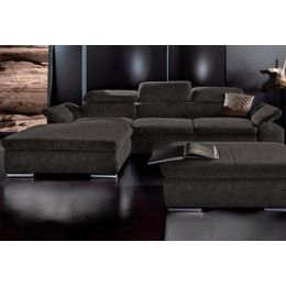 Sit & More Ecksofa SIT & MORE "Alcudia L-Form", schwarz, B:285cm H:73cm T:174cm, Struktur;Luxus-Kunstleder;Primabelle-Microfaser, Sofas, Ecksofa, wahlweise mit Bettfunktion