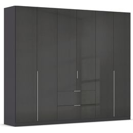 Drehtürenschrank Rauch "Kleiderschrank Schrank Garderobe AGORDO mit Dekor- oder Hochglanzfront" Schränke Gr. B/H/T: 271 cm x 229 cm x 54 cm, 6 St., grau (graumetallic, hochglanz effektgrau) mit Außenschubkästen, in 6 Breiten und 2 Höhen MADE IN GERMANY