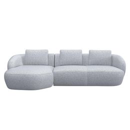 Wohnlandschaft FLEXLUX "Torino, rund, L-Form, Sofa-Ecke mit Recamiere, Longchair-Sofa", grau (sandy shell), B:276cm H:85cm T:146cm, Sofas, Wohnlandschaft, Modernes, organisches Sofa-Design, Kaltschaum, Wellenunterfederung