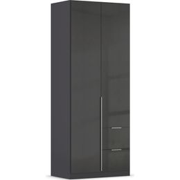 Drehtürenschrank Rauch "Kleiderschrank Schrank Garderobe AGORDO mit Dekor- oder Hochglanzfront" Schränke Gr. B/H/T: 91 cm x 229 cm x 54 cm, 2 St., grau (graumetallic, hochglanz effektgrau) mit Außenschubkästen, in 6 Breiten und 2 Höhen MADE IN GERMANY