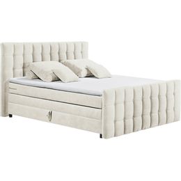 Boxspringbett ED EXCITING DESIGN "Mendoza", beige, B:183cm L:222cm, 95% Polyester, 5% Polyamide, Komplettbetten, inkl. Bettkasten, erhältlich in den Breiten 160cm & 180cm