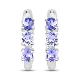 Paar Creolen VIRA JEWELS "925-Sterling Silber rhodiniert Glänzend Tansanit violett" Ohrringe Gr. ONE-SIZE, 1,02 ct, Silber 925 (Sterlingsilber), weiß (weiß, violett) Damen