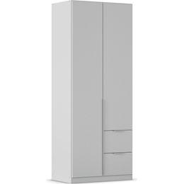 Drehtürenschrank Rauch "Kleiderschrank Schrank Garderobe AGORDO mit Dekor- oder Hochglanzfront" Schränke Gr. B/H/T: 91 cm x 229 cm x 54 cm, 2 St., grau (seidengrau) mit Außenschubkästen, in 6 Breiten und 2 Höhen MADE IN GERMANY