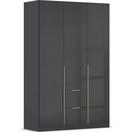 Drehtürenschrank Rauch "Kleiderschrank Schrank Garderobe AGORDO mit Dekor- oder Hochglanzfront" Schränke Gr. B/H/T: 136 cm x 210 cm x 54 cm, 3 St., grau (graumetallic, hochglanz effektgrau) mit Außenschubkästen, in 6 Breiten und 2 Höhen MADE IN GERMANY