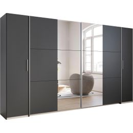 Schwebetürenschrank Rauch "Kleiderschrank Drehtürenschrank Schrank Garderobe KRONACH TOPSELLER" Schränke Gr. B/H/T: 354 cm x 210 cm x 59 cm, 4 St., grau (graumetallic) mit Dreh- und Schwebetüren Spiegel, viele Böden MADE IN GERMANY