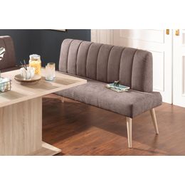 Sitzbank exxpo - SOFA FASHION "Costa, moderne Rückensteppung, bequem und elegant, hoher Holzfuß" Sitzbänke Gr. B/H/T: 182 cm x 92 cm x 68 cm, Struktur, braun (hellbraun) Essbank Polsterbank Sitzbank Sitzbänke hochwertige Detailverarbeitung, Frei im Raum stellbar