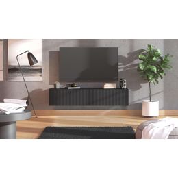 TV-Board Inosign "Antibes Lowboard, Breite 192/154 cm, TV-Schrank, TV-Ständer" Sideboards Gr. B/H/T: 154 cm x 32 cm x 42 cm, Schwarz 154 cm, schwarz (black with texture, black matt foil) Trendfarben, Front in 3D-Optik, Push to open Funktion