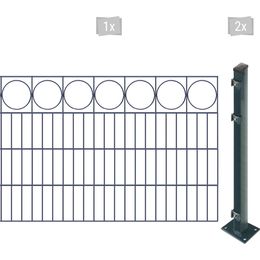 Arvotec Doppelstabmattenzaun "EASY 80 zum Aufschrauben "Ring" mit Zierleiste" Zaunelemente Zaunhöhe 80 cm, Zaunlänge 2 - 60 m Gr. H/L: 80cm x 2 m, Pfosten: 2 St., grau (anthrazit)