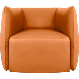 Sessel Egoitaliano "Ludo Loungesessel, Designsessel, Clubsessel, elegant und zeitlos", orange, B:80cm H:68cm T:80cm, Leder &raquo;BULL&laquo; (echtes Rindsleder). Geschliffenes, pigmentiertes und behandeltes Rindsleder mit einer Dicke von 1, 3-1, 5 mm. Dieses Leder zeigt eine ziemlich weiche Hand mit einem halb undurchsichtigen Aussehen. Es handelt sich um ein gesch&uuml;tztes Leder. Eine leichte Deckschicht sch&uuml;t