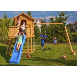 Spielturm Fungoo "My HOUSE Move+" Spieltürme braun Kinder mit Schaukel & Rutsche