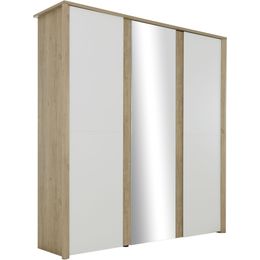 Drehtürenschrank GAMI "MANAE" Schränke Gr. B/H/T: 216 cm x 225 cm x 58 cm, 3 St., braun (kastanie natur nachbildung) 3-türiger Schrank mit Spiegel und großem Stauraumvolumen