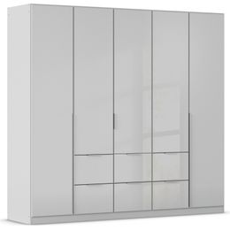 Drehtürenschrank Rauch "Kleiderschrank Kleiderschränke Schrank Garderobe AGORDO mit Glasfront" Schränke Gr. B/H/T: 226 cm x 210 cm x 54 cm, 5 St., grau (seidengrau, glas seidengrau) mit Außenschubkästen, in 6 Breiten und 2 Höhen MADE IN GERMANY